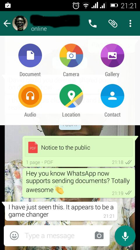 WhatsApp Messenger adds Document Share Option - Dignited